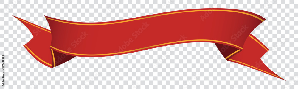 red vintage ribbon banner label on transparent background Stock Vector ...