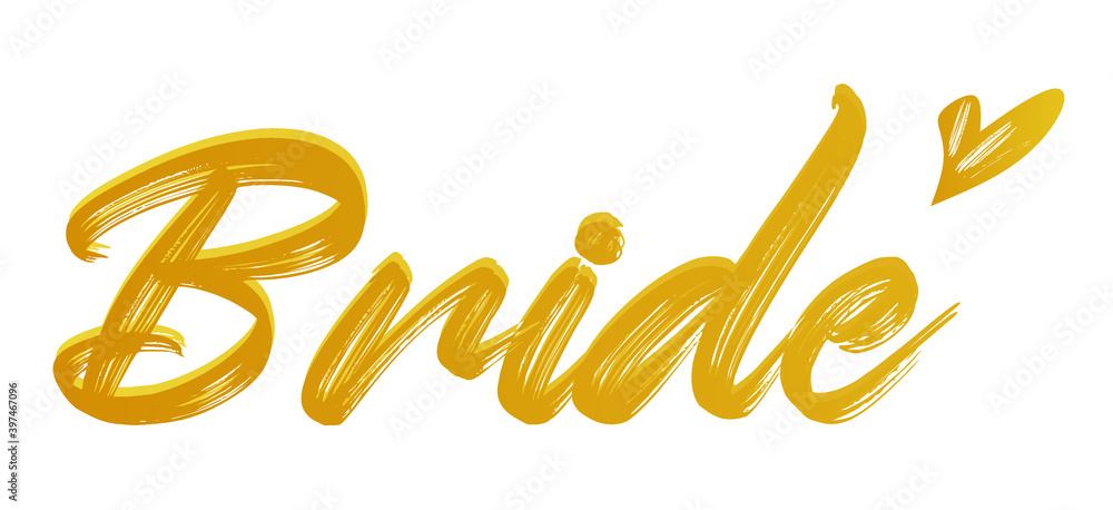 Bride team gold word calligraphy fun design to print on tee, shirt ...