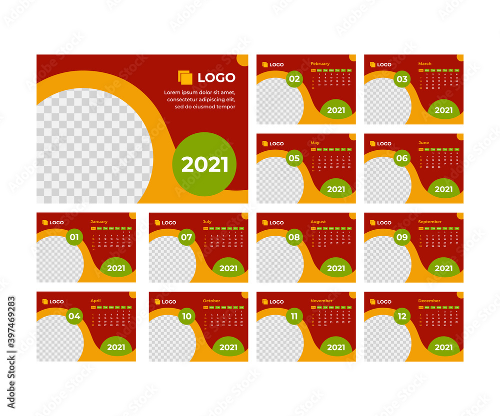 Food theme 2021 calendar. Calendar for 2021 with the theme of ...