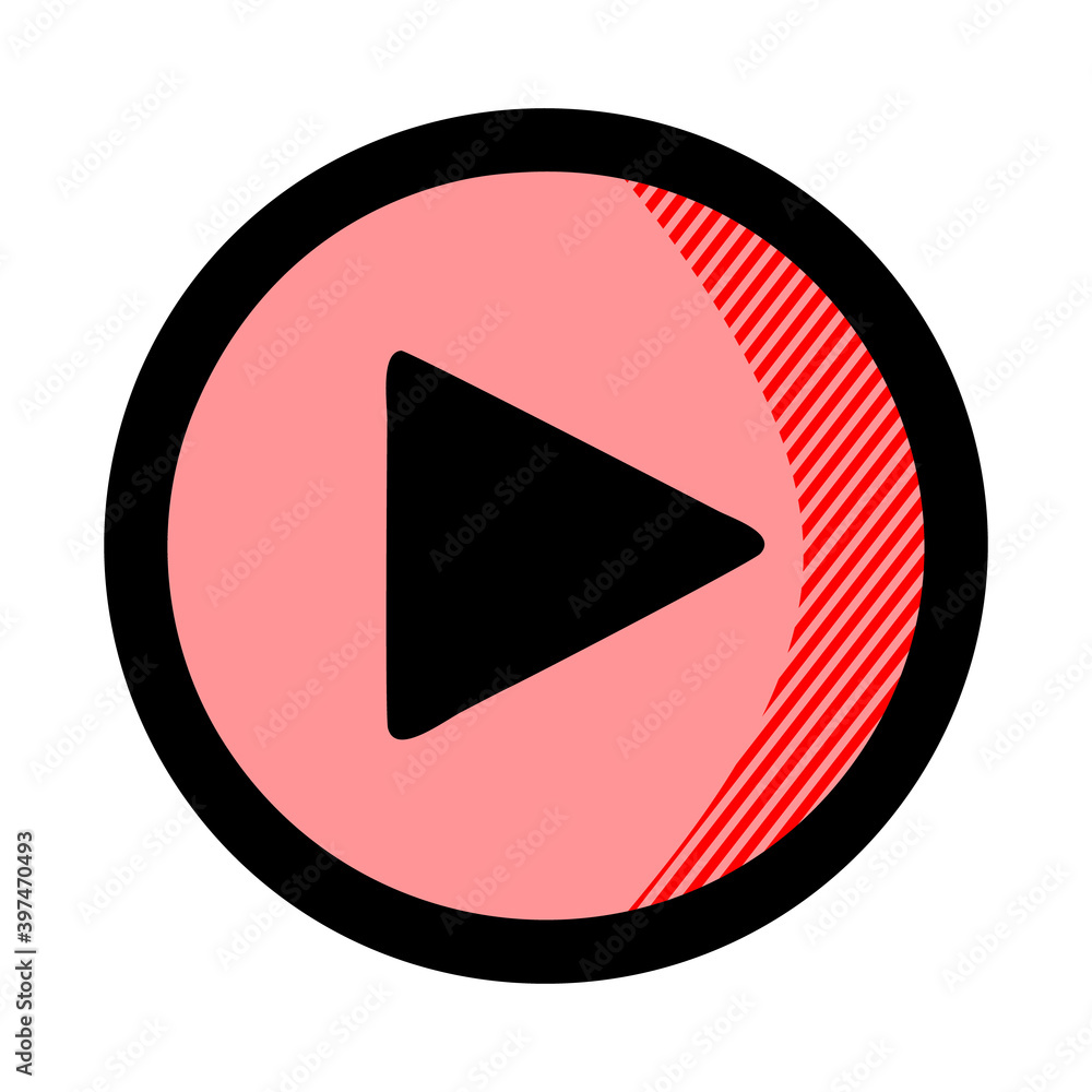 Play button with shadow on transparent background. Isolated sign for ...
