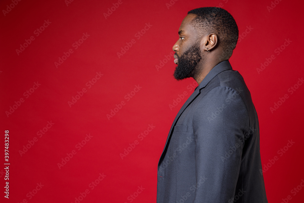 Side view of serious confident successful young african american ...