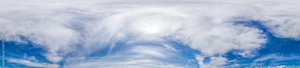 Seamless panorama of sky with clouds in spherical equirectangular ...