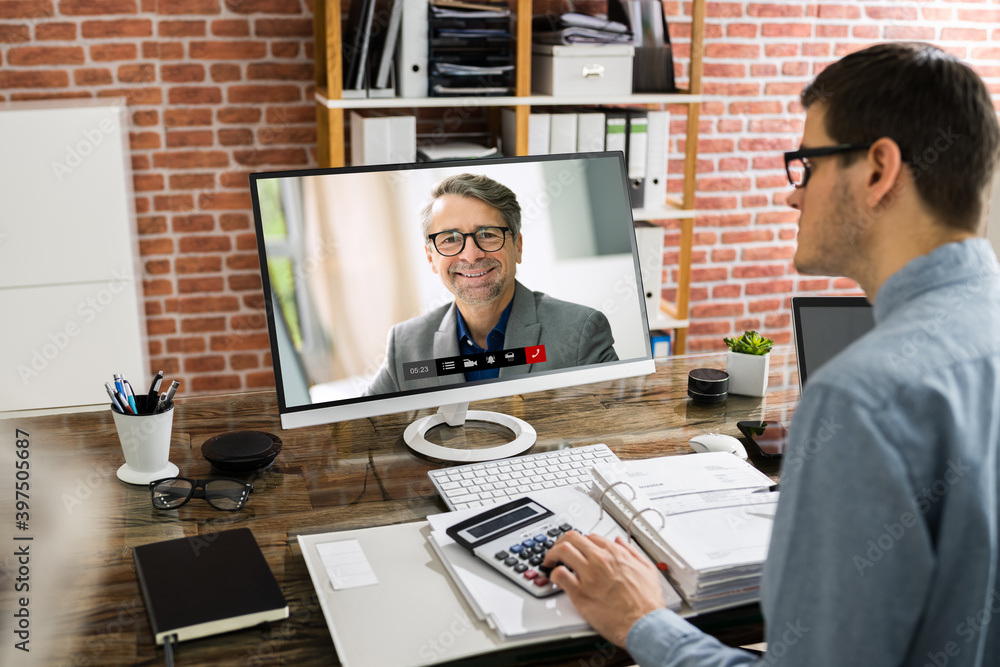 Financial Tax Advisor Looking At Invoice Stock-Foto | Adobe Stock