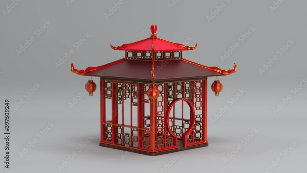 Rotating asian chinese wooden gazebo in garden, china arbor or oriental ...