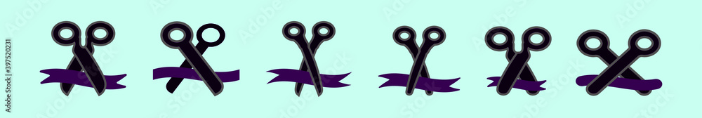 set of ribbon cutting cartoon icon design template with various models ...