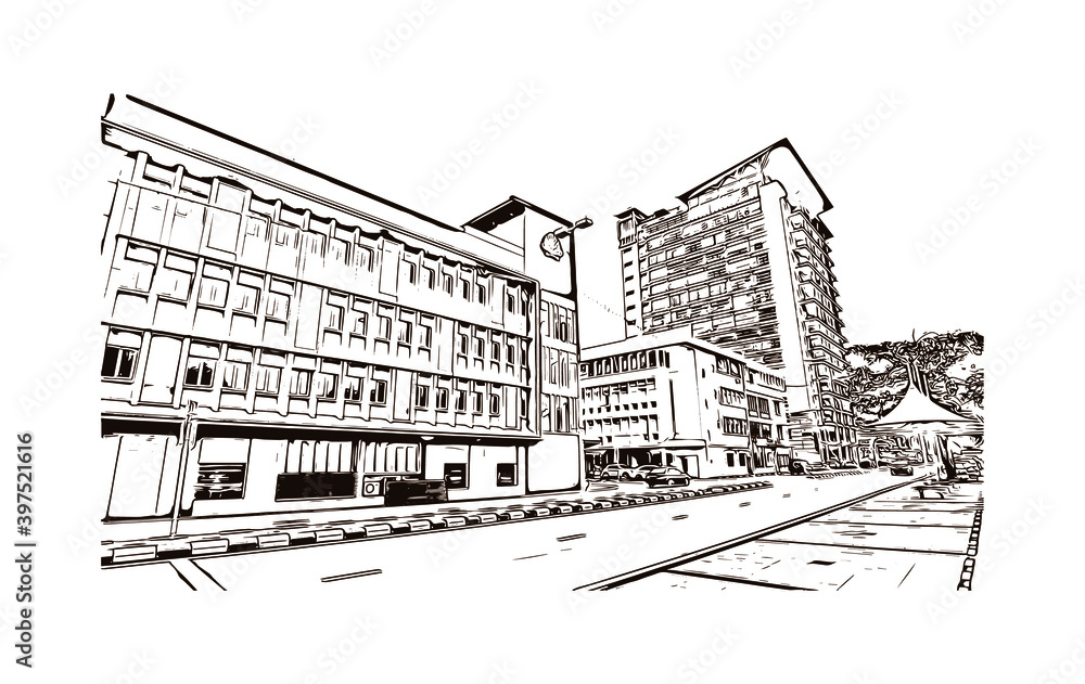 Building view with landmark of Bandar Seri Begawan is the capital of ...
