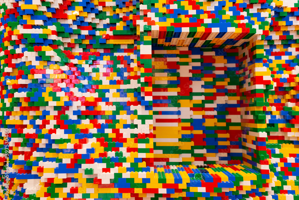Stack of colorful lego brick background. Lego is a line of plastic ...
