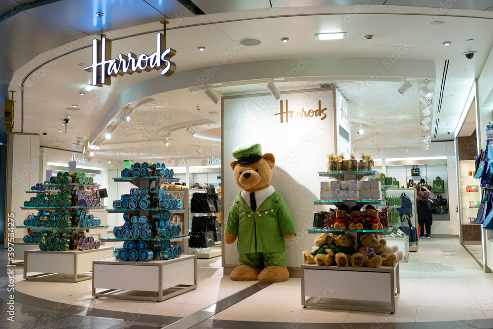 View of Harrods store in Hamad International Airport. Harrods is the ...