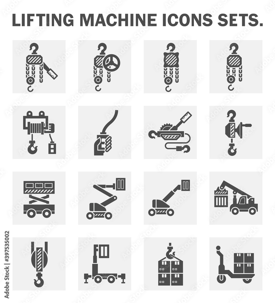 Stockvector Lifting equipment vector icon i.e. manual steel chain block ...