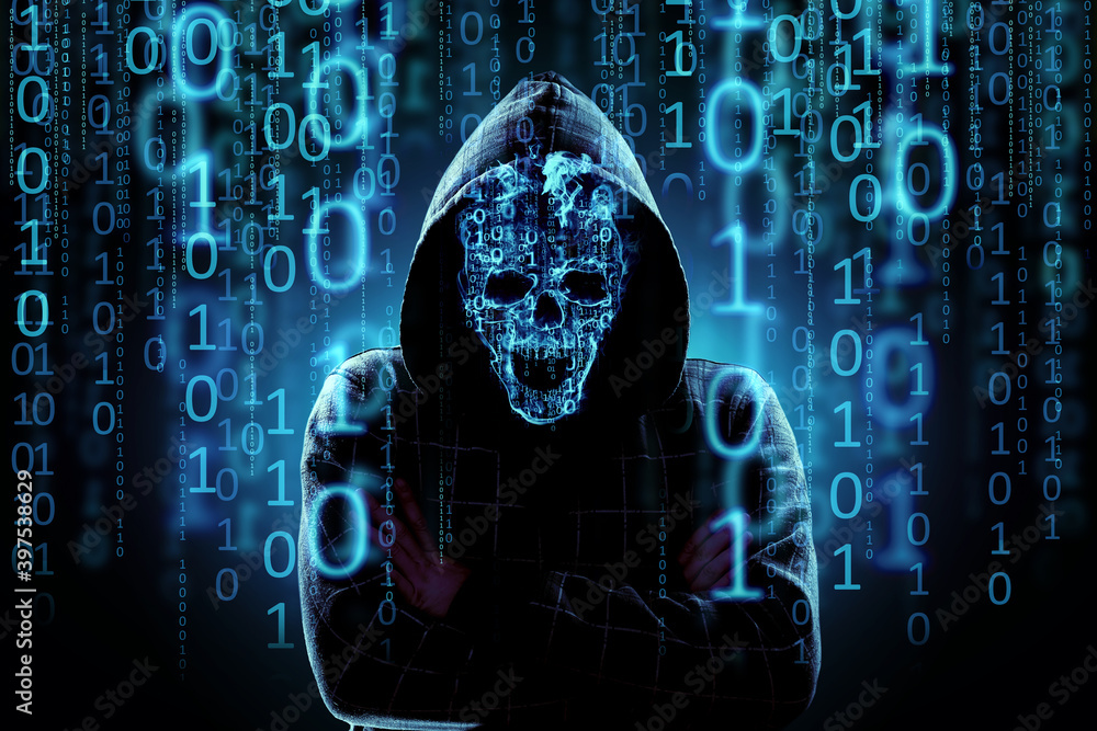 Concept for hacker, internet criminals, cyber attack. a hologram of ...
