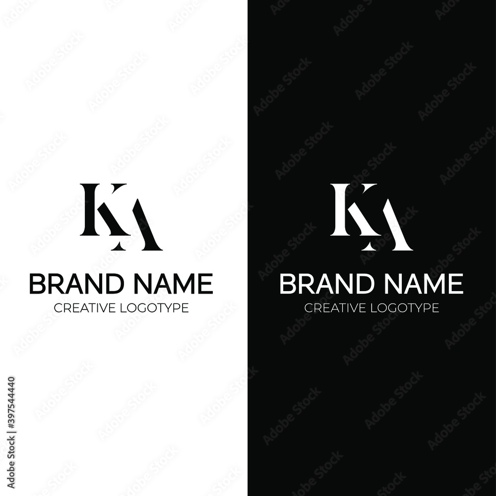 KA logo design letter logotype vector template minimal Stock Vector ...