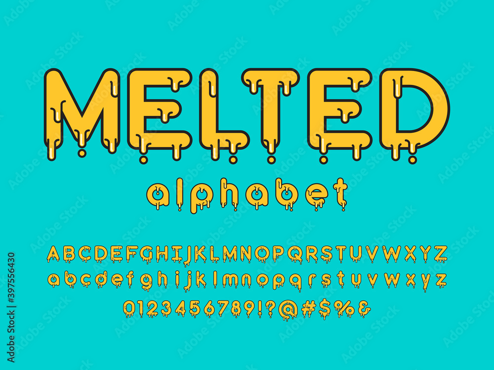 Vector of stylized melted alphabet design Stock Vector | Adobe Stock