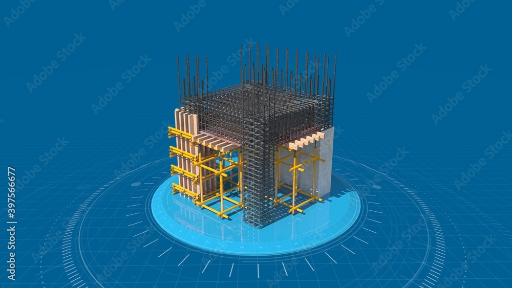 Beautiful animated hologram of Reinforced Concrete model support system ...