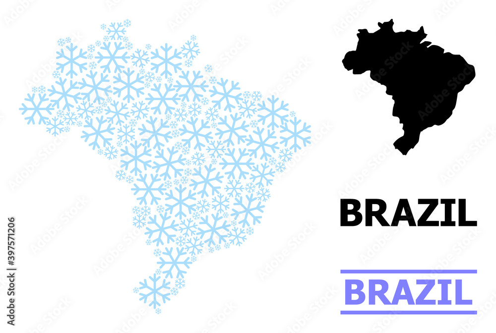 Vector mosaic map of Brazil designed for New Year, Christmas ...