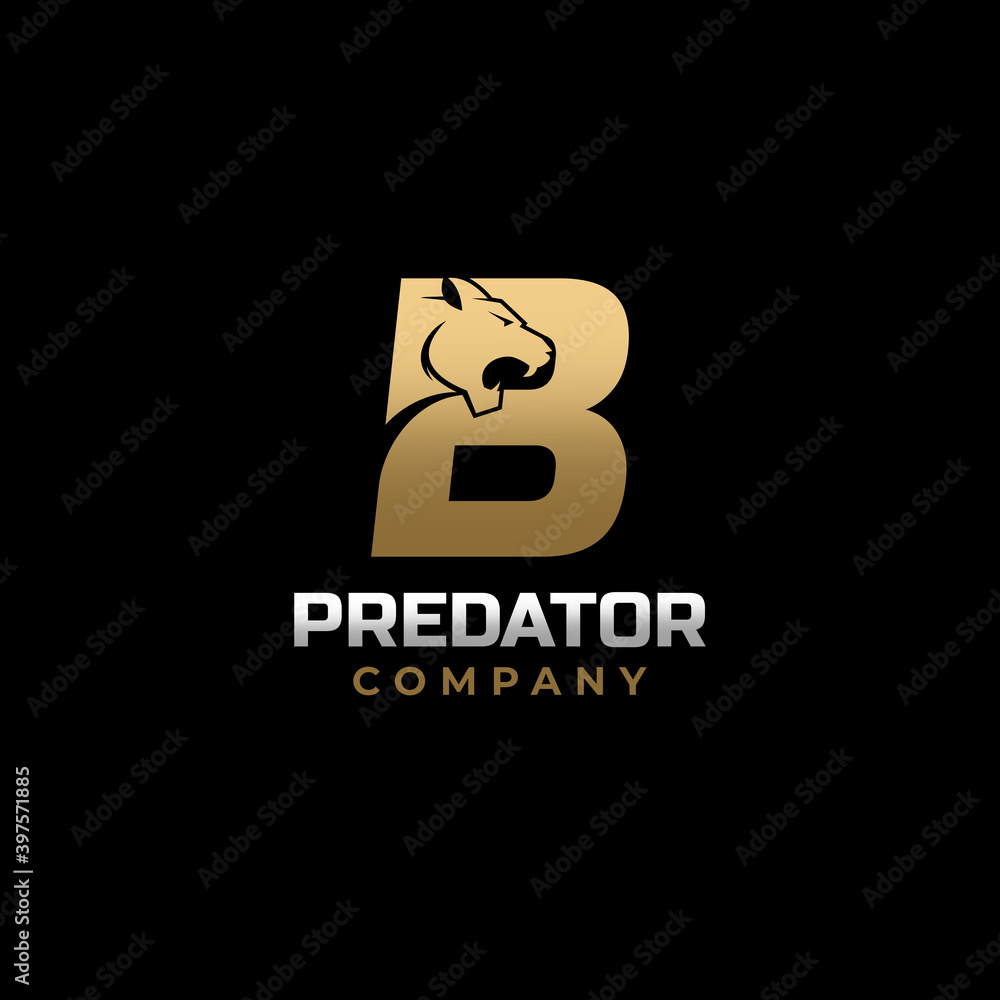Letter B Tiger, Predator Logo Design Vector Stock Vector | Adobe Stock