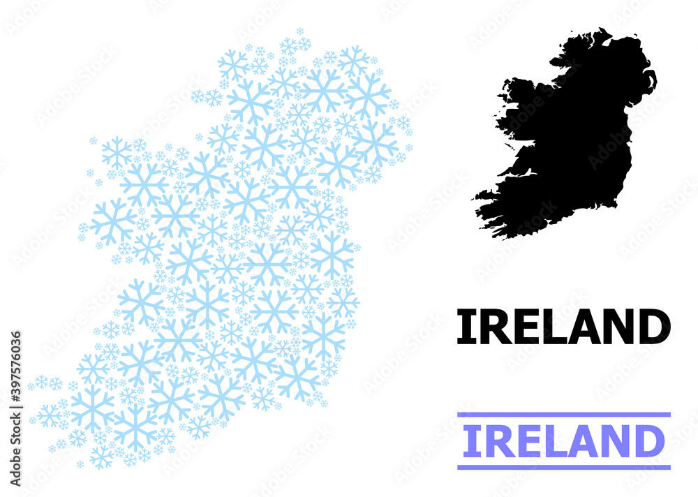 Vector mosaic map of Ireland Island created for New Year, Christmas ...