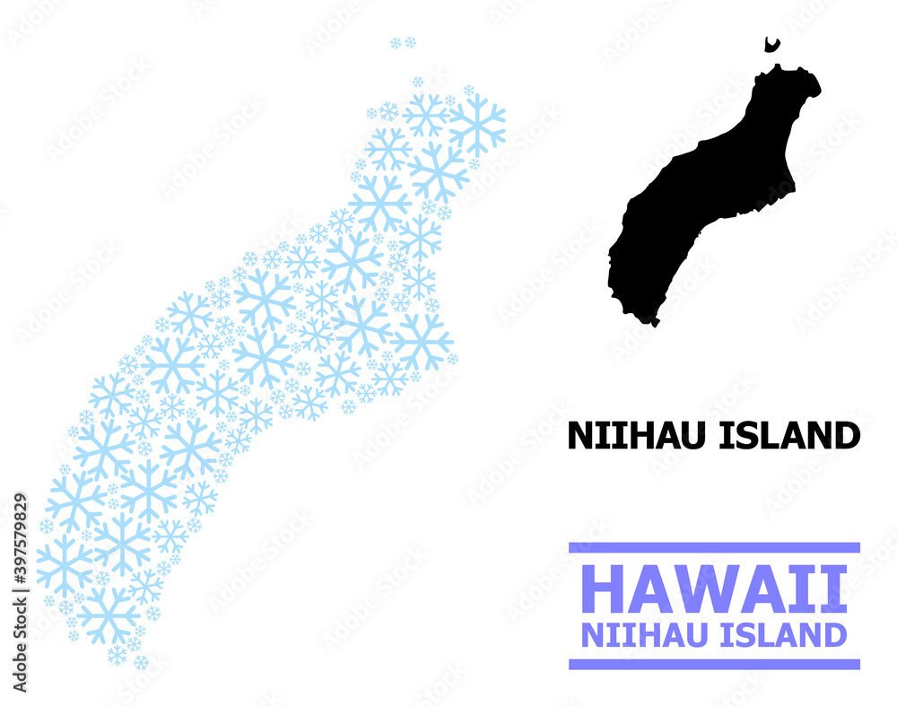 Vector composition map of Niihau Island designed for New Year ...