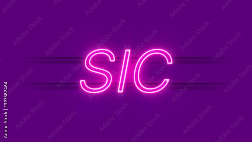 Sic neon sign appear on violet background. Loop animation of retro neon ...