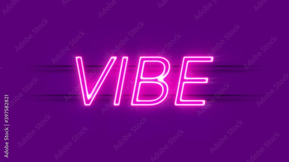 Vibe neon sign appear on violet background. Loop animation of retro ...