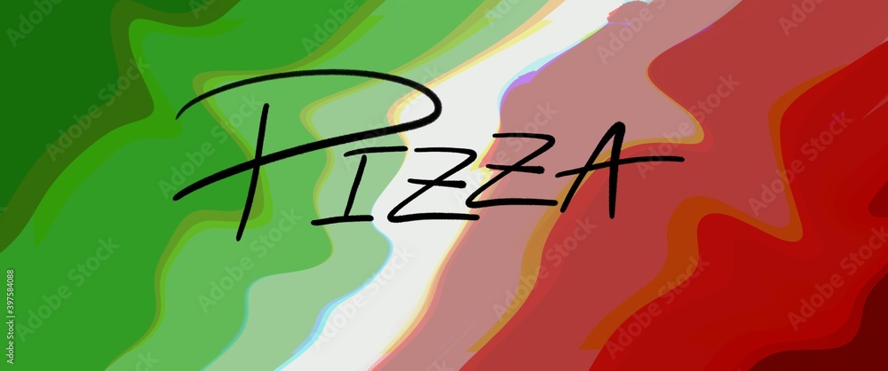 Italian Pizza background for banner, Italian flag with Pizza font Stock ...