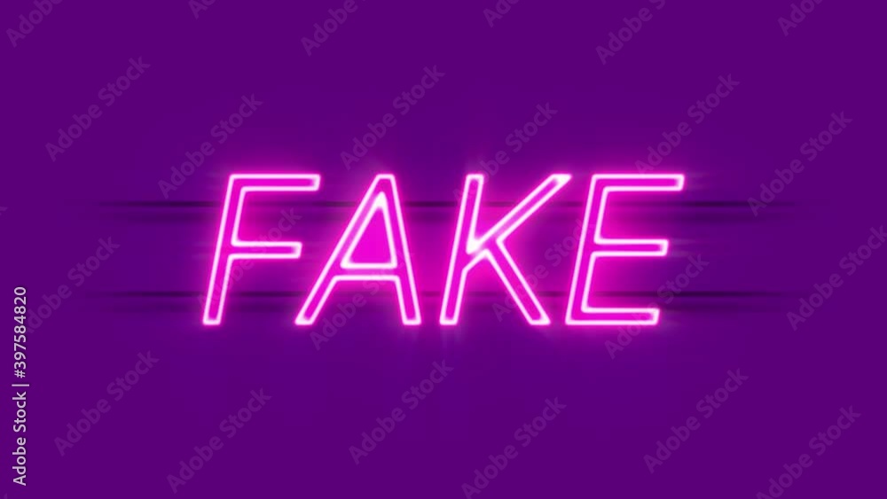 Fake neon sign appear on violet background. Loop animation of retro ...