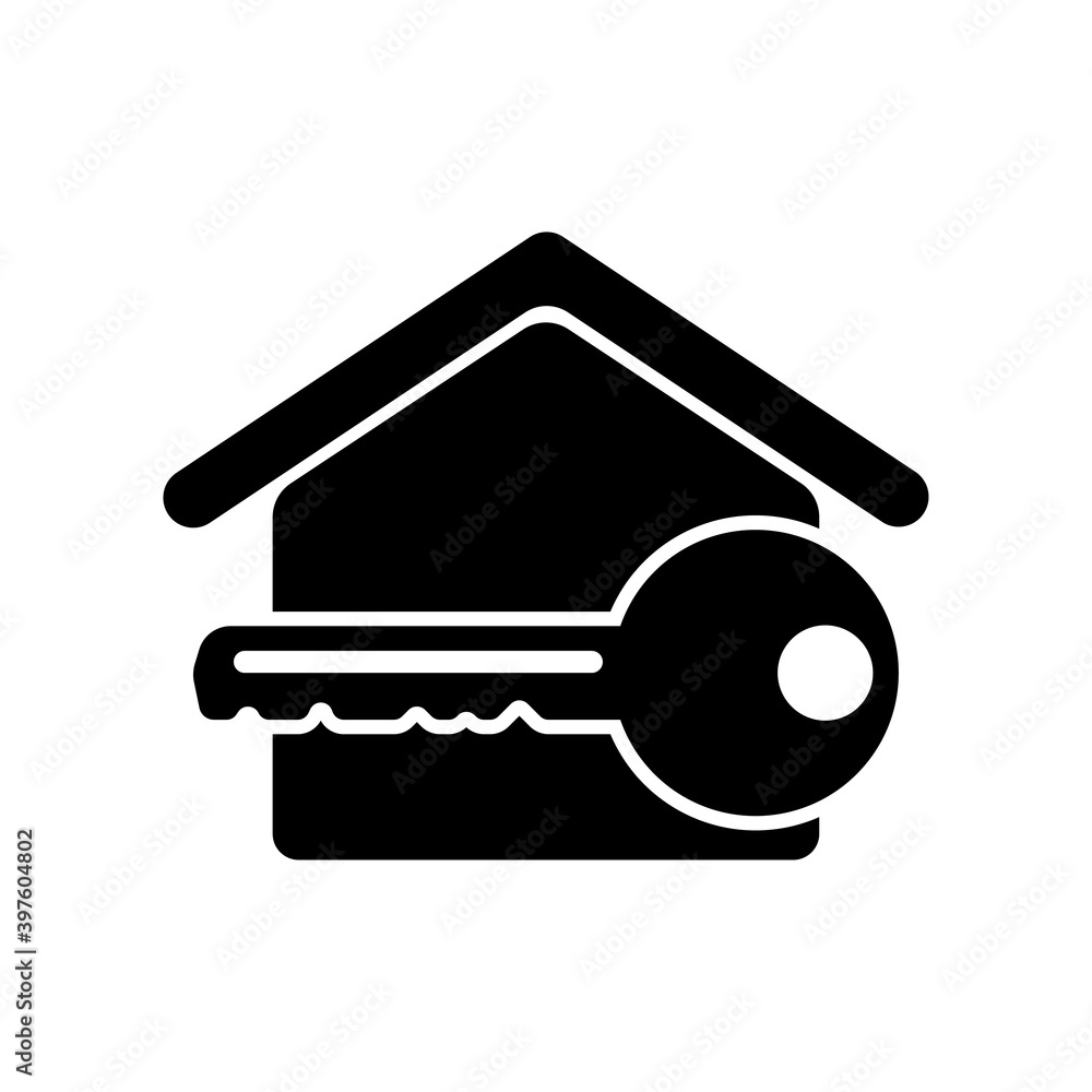 House icon. Black silhouette. Front view. Vector flat graphic ...