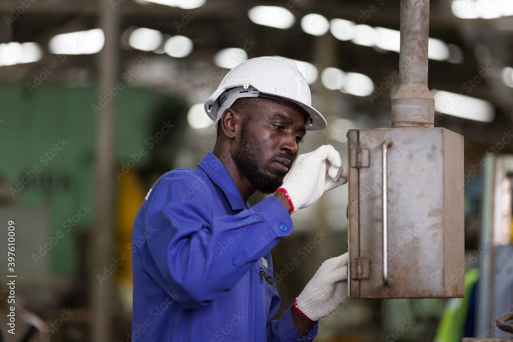 Black male factory mechanic. African American male factory worker ...