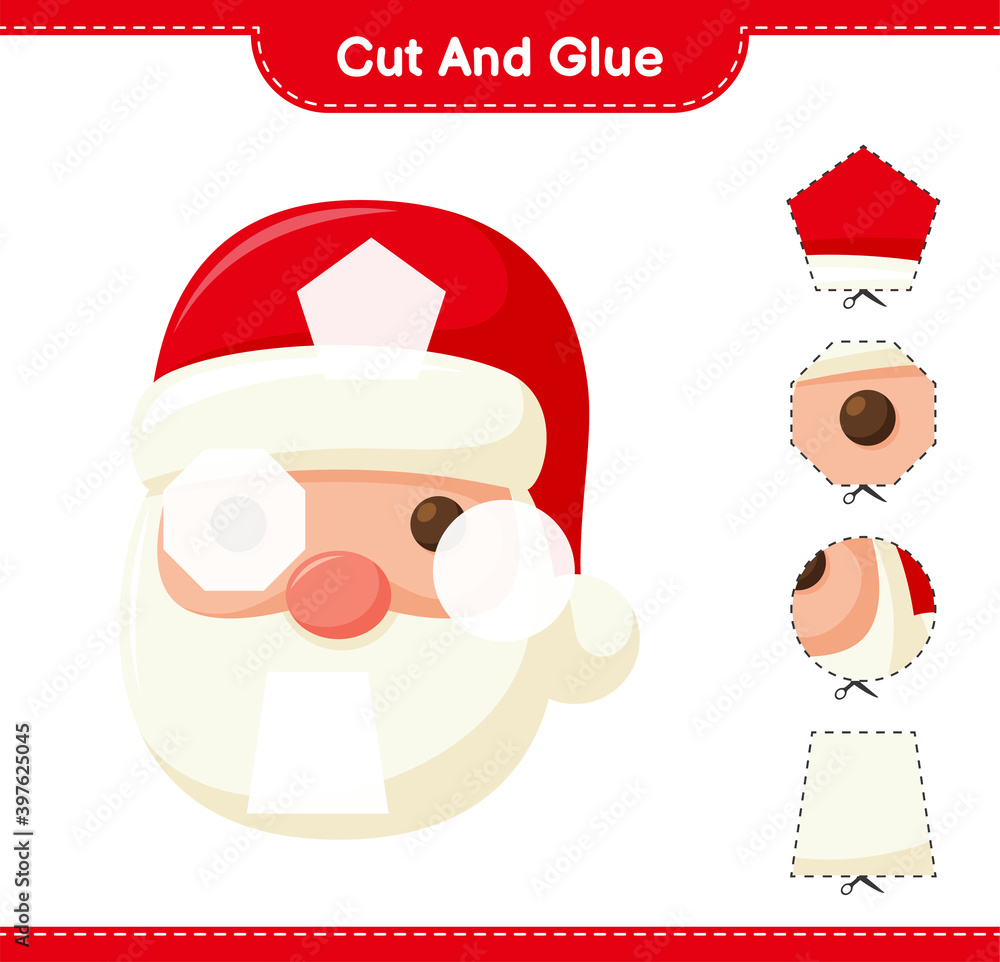 Cut and glue, cut parts of Santa Claus and glue them. Educational ...
