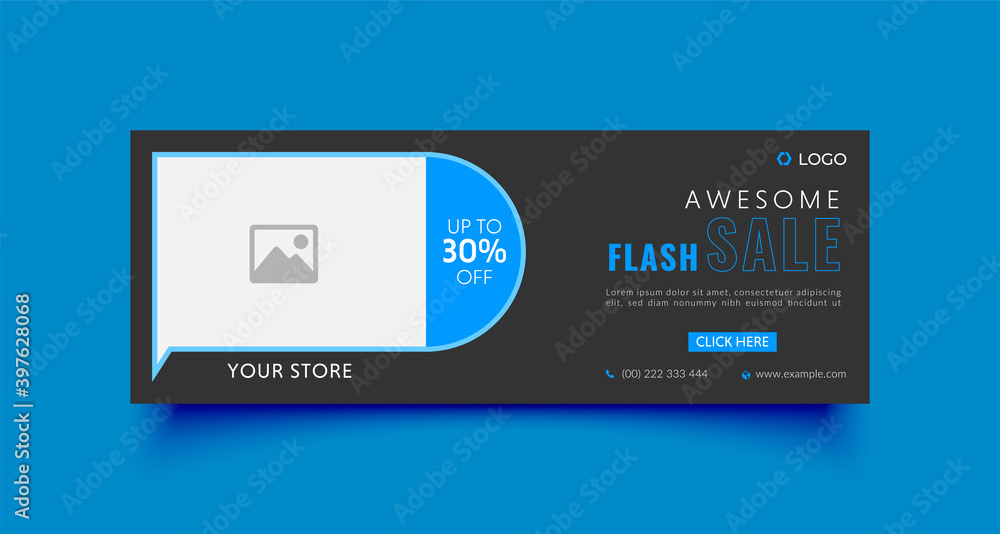 Flash sale facebook cover page timeline web ad banner template with ...