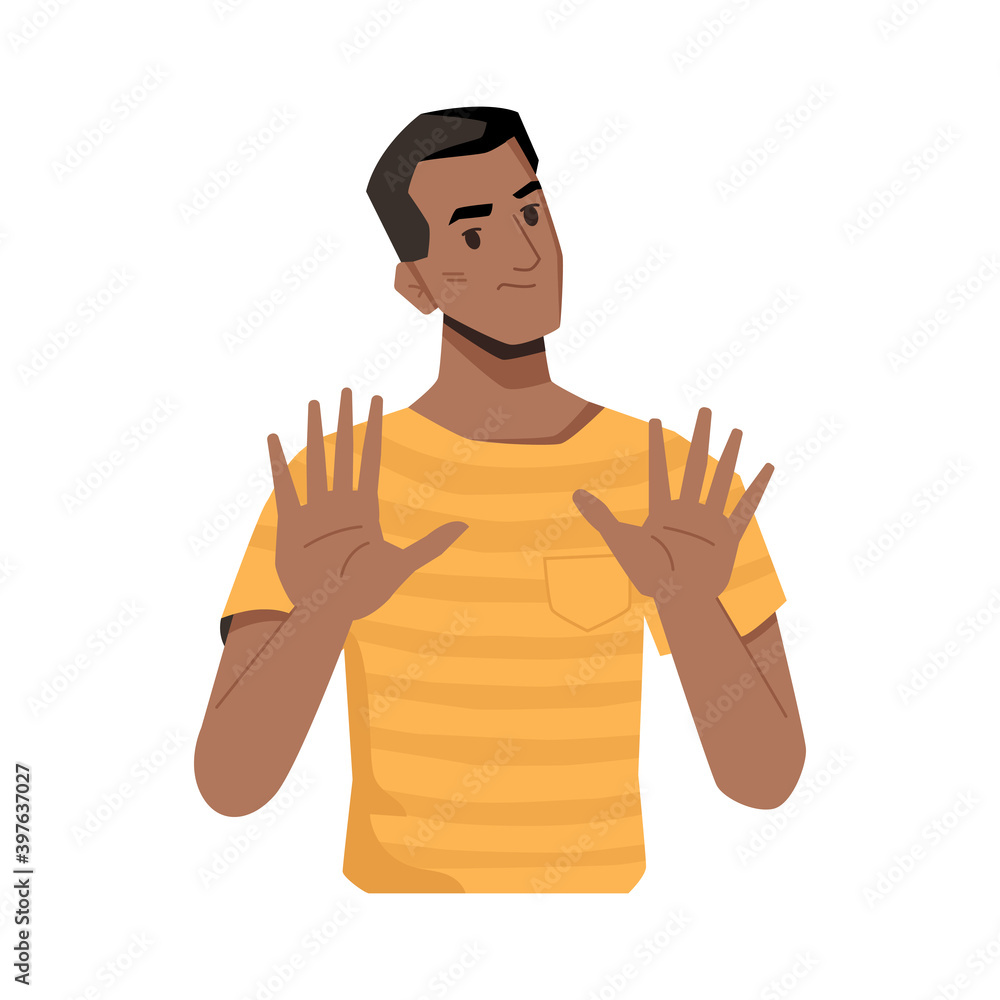 Dissatisfied person gesturing, isolated afro american man showing to ...