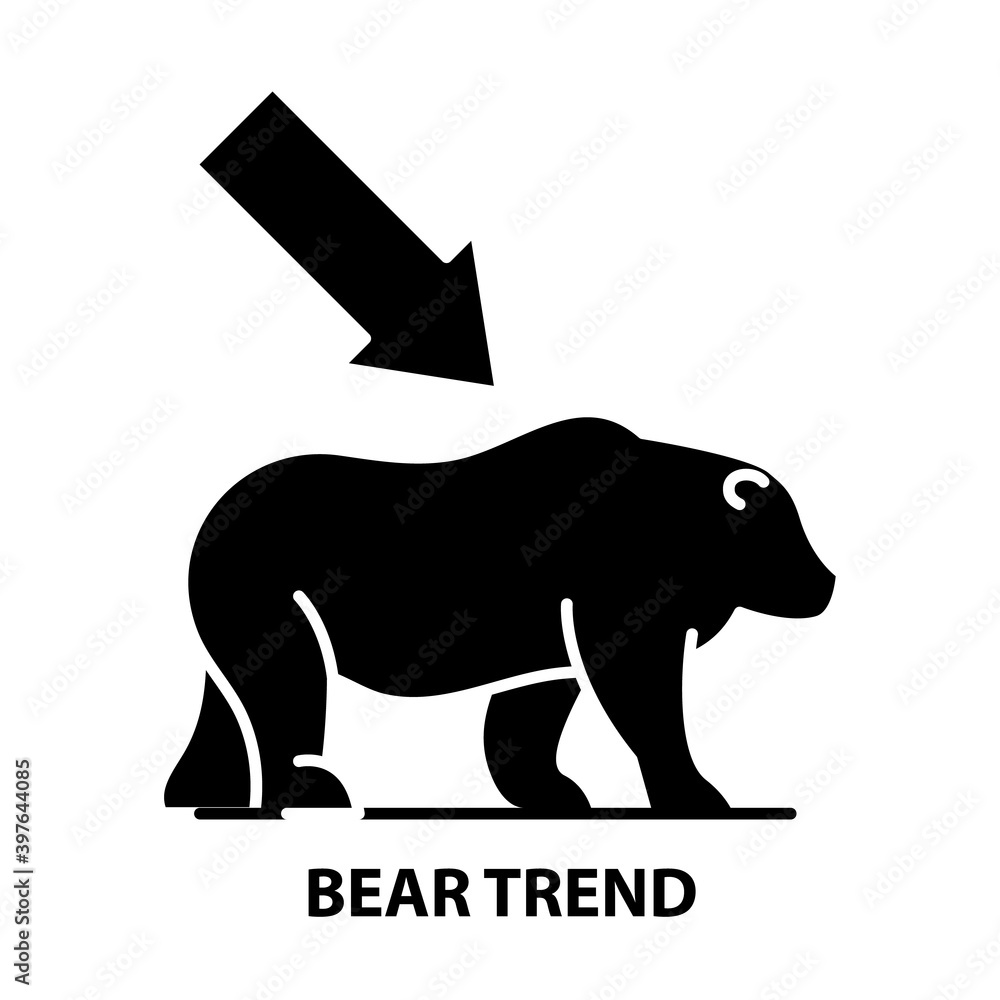 bear trend icon, black vector sign with editable strokes, concept ...