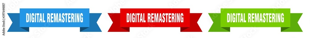 digital remastering ribbon. digital remastering isolated paper sign ...