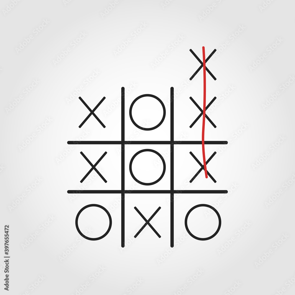 Tic tac toe game, think outside the box stock vector illustration on ...