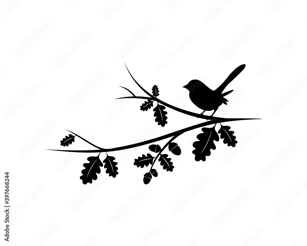 Bird On Branch Silhouette Vector, Wall Decals, Wall artwork, Birds on ...