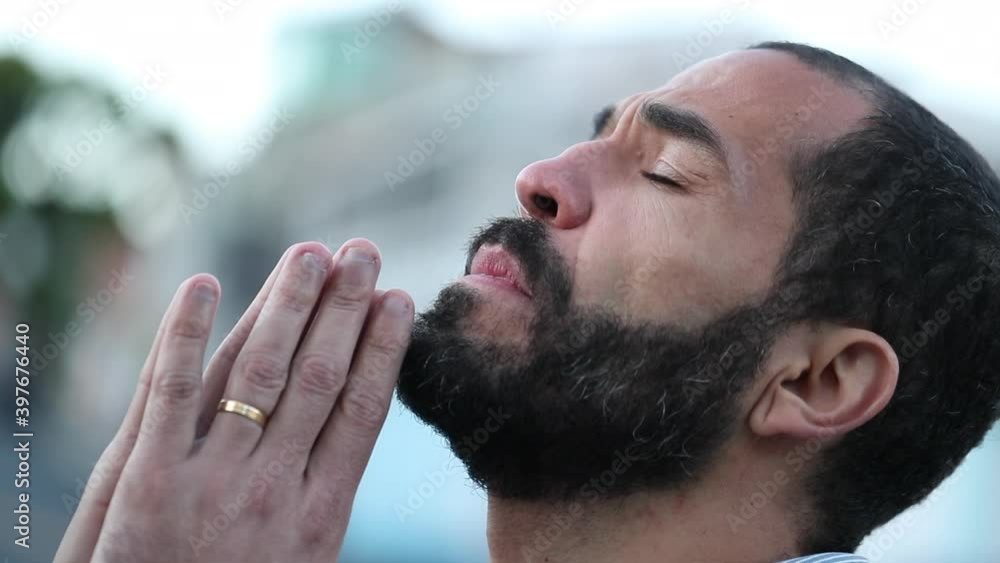 Man praying to GOD. spiritual person asking for divine help feeling ...