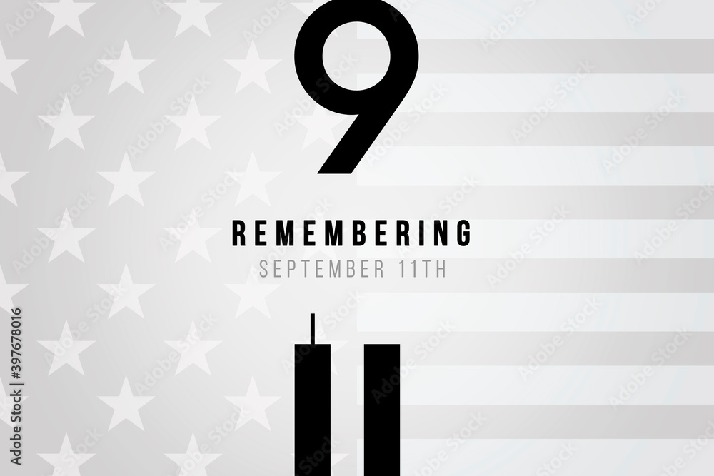 Remember 9 11. Illustration of the Twin towers representing the number eleven. 20 years of ...