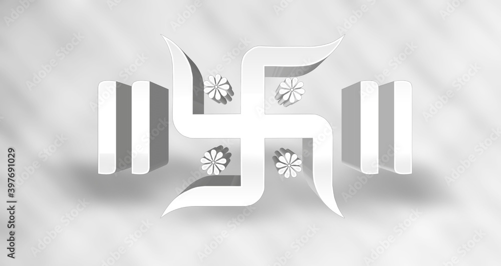 Ganesh Swastica. Swastica icon. Swastica Swastik 3d White background ...