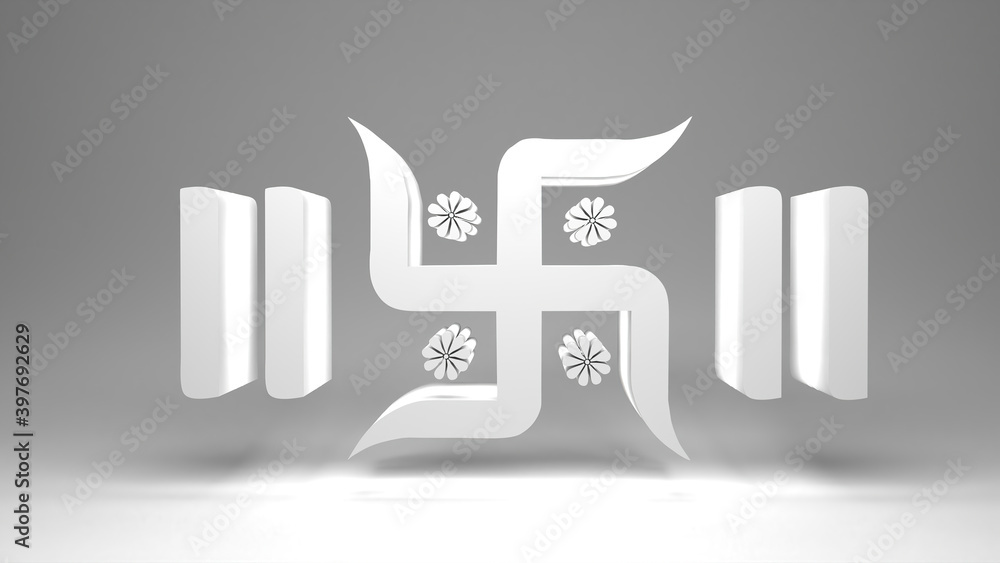 Ganesh Swastica. Swastica icon. Swastica Swastik 3d white with white ...