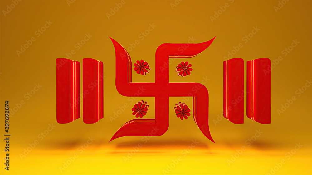 Swastik 3d red with yellow orange background unique wallpaper with 3d ...