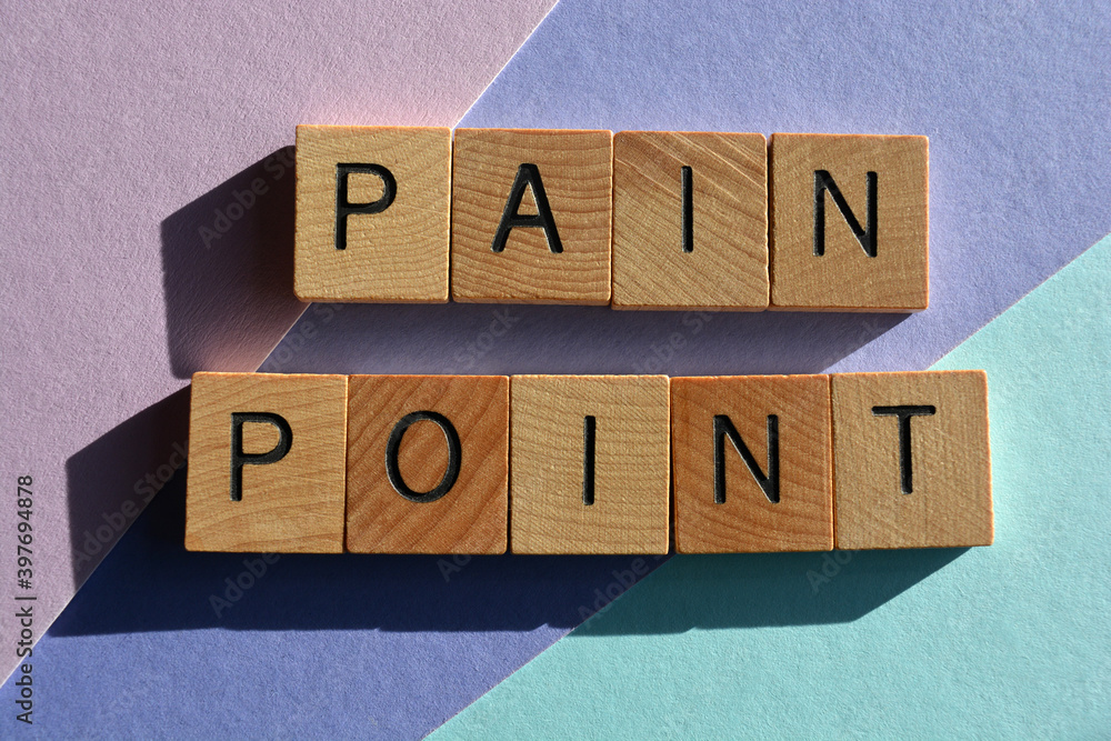 Pain Point, buzzword phrase in wooden alphabet letters isolated on ...