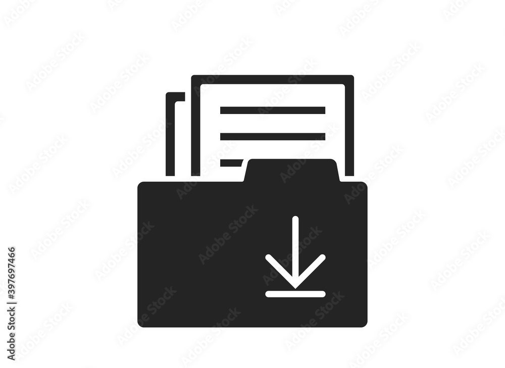 download files folder icon. folder with document and arrow. Database and business symbol Stock ...