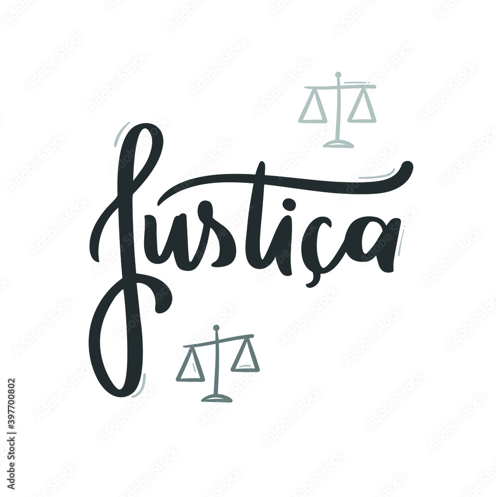 Justiça. Justice. Brazilian Portuguese Hand Lettering Calligraphy with ...