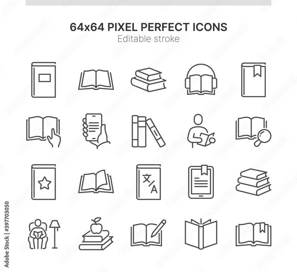 Simple Set of Icons Related to Books. Contains such icons as Reading ...