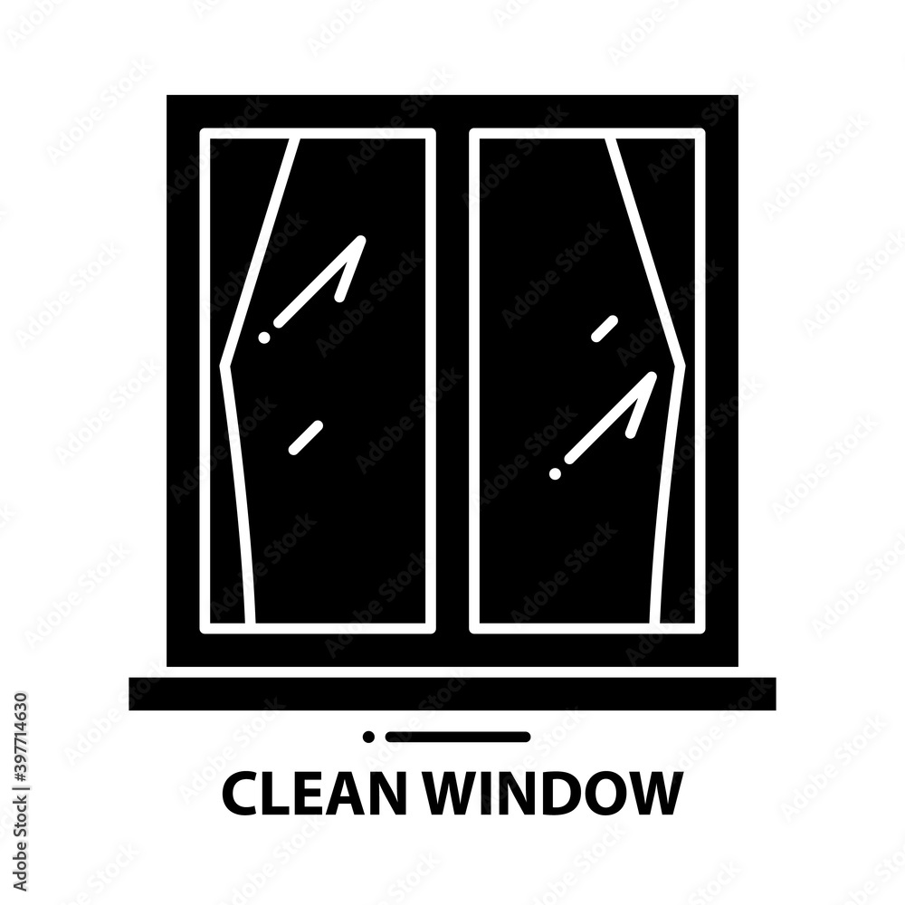 clean window symbol icon, black vector sign with editable strokes ...