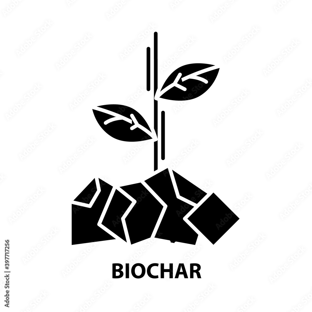 biochar icon, black vector sign with editable strokes, concept ...