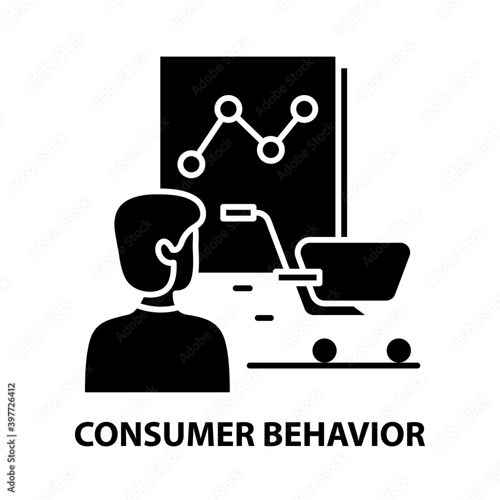 consumer behavior analytics icon, black vector sign with editable ...