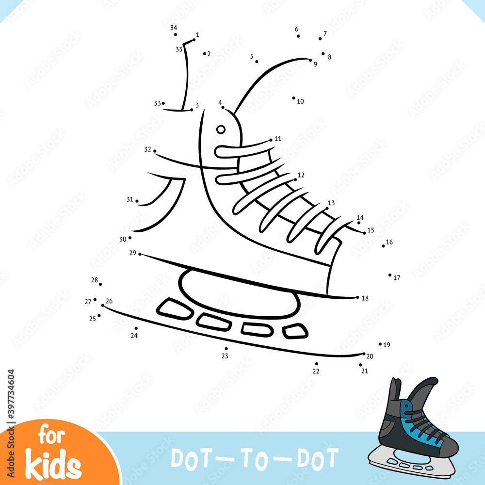 Numbers game, education dot to dot game, Ice hockey skates Stock Vector ...