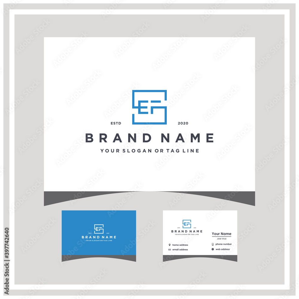 letter SEF logo square design and business card vector Stock Vector ...