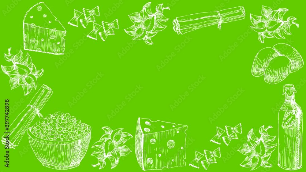 Video Stock Animated frame from ingredient. Hand drawn healthy food ...