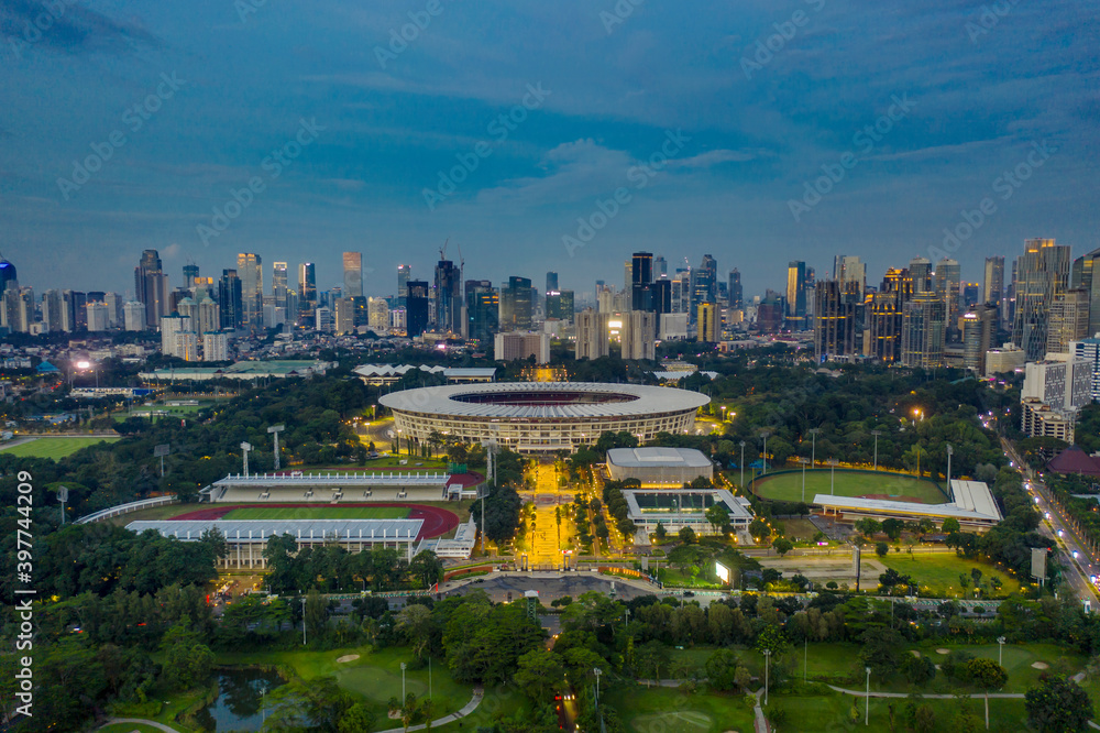 Beautiful Senayan sports complex at evening Stock Photo | Adobe Stock